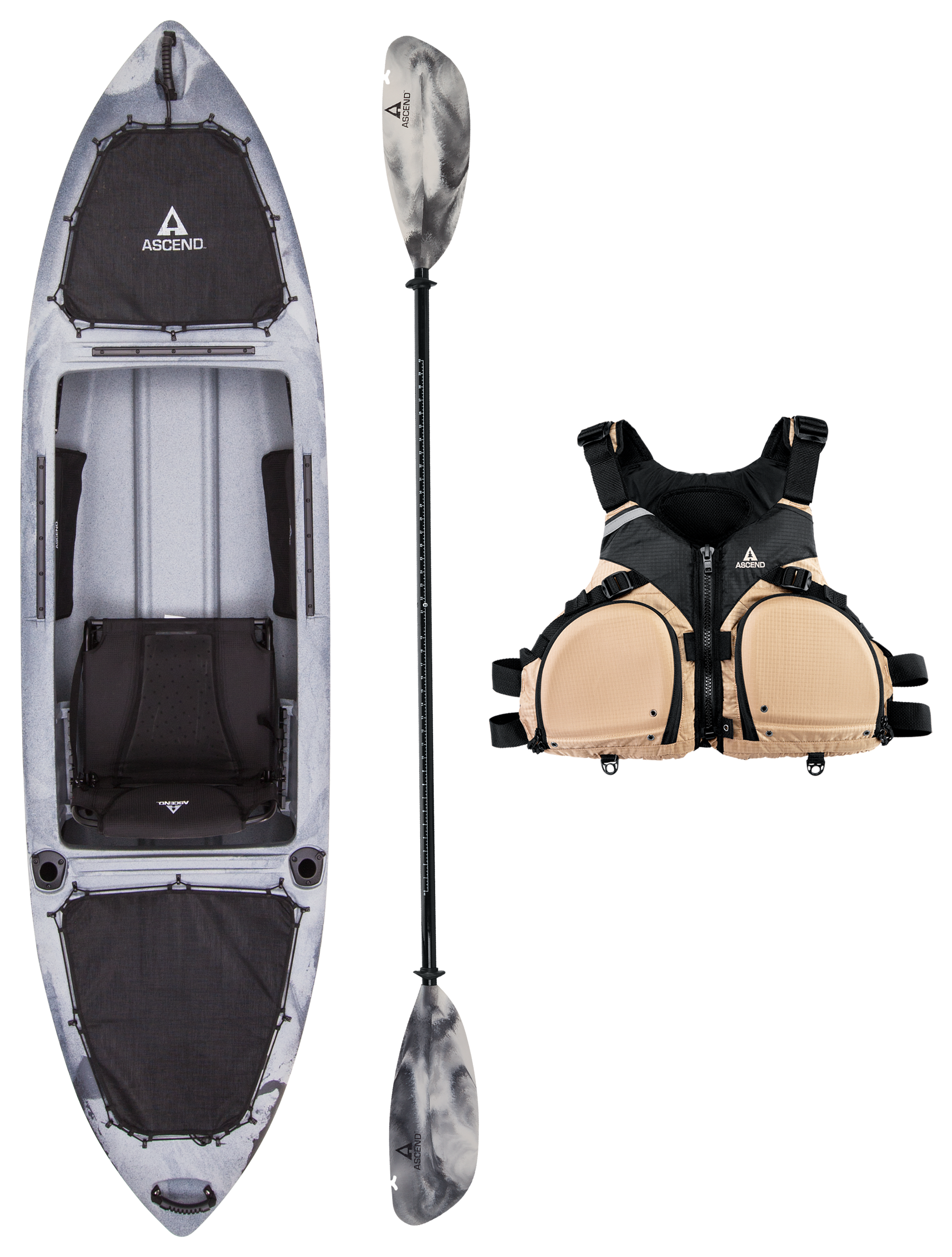 Ascend H10 Titanium Sit-In Hybrid Kayak, Life Jacket, and Paddle ...